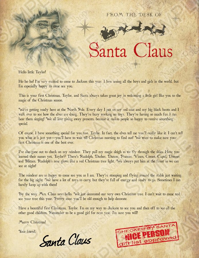 Written By Santa Baby s First Christmas Letter Preview A Personalized 